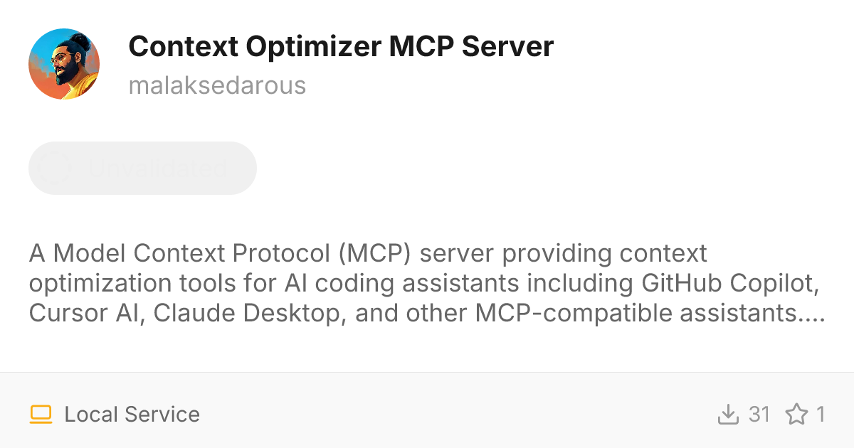 Context Optimizer MCP 服务器 | MCP Servers · LobeHub