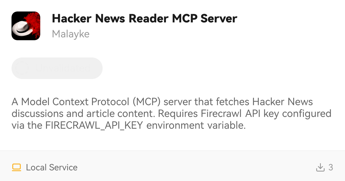 Hacker News 阅读器 MCP 服务器 | MCP Servers · LobeHub
