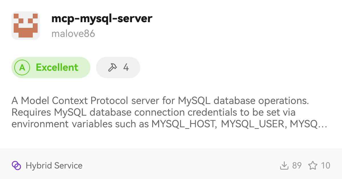 mcp-mysql-server | MCP Servers · LobeHub