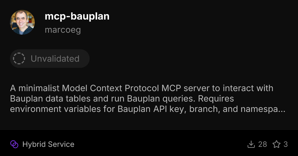 mcp-bauplan | MCP Servers · LobeHub