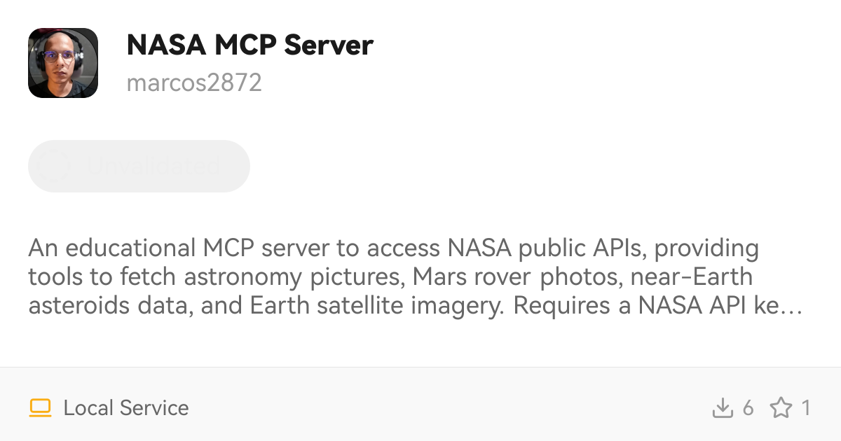 NASA MCPサーバー | MCP Servers · LobeHub