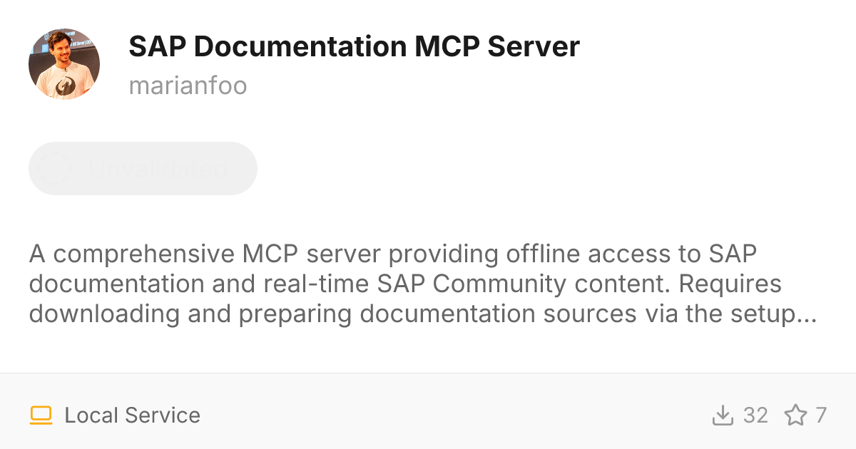 SAP Documentation MCP Server | MCP S... · LobeHub