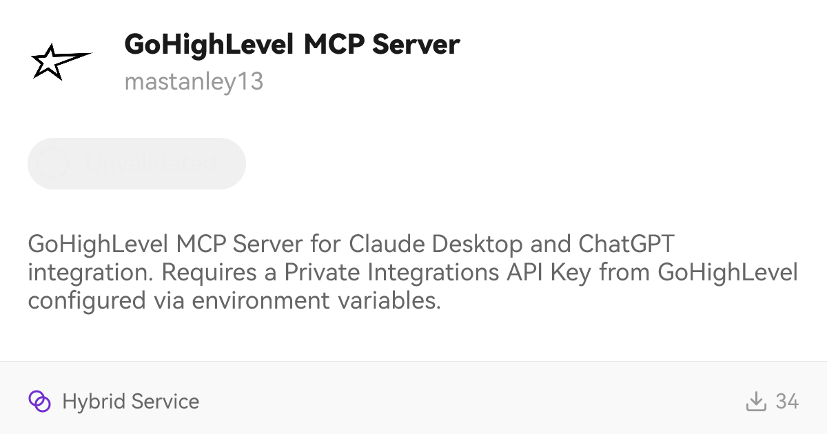 GoHighLevel MCP服务器 | MCP Servers · LobeHub