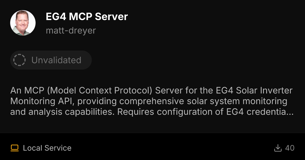 EG4 MCP Server | MCP Servers · LobeHub