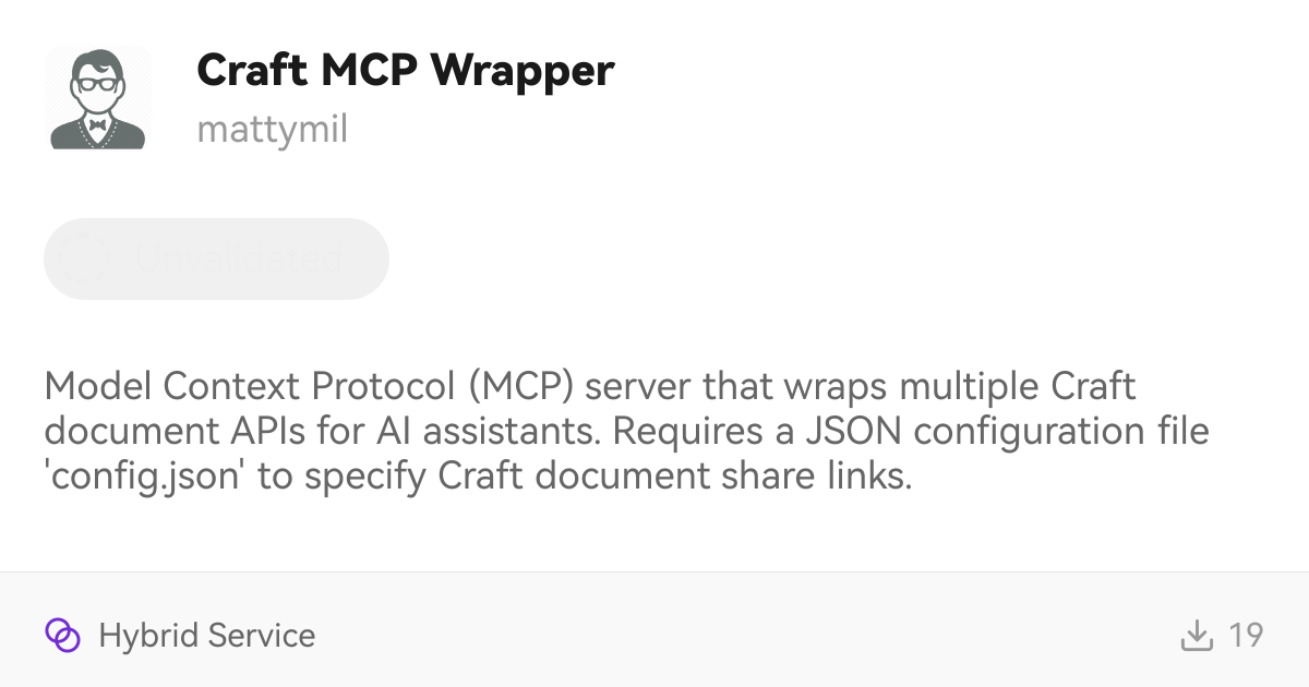 Craft MCP Wrapper | MCP Servers · LobeHub