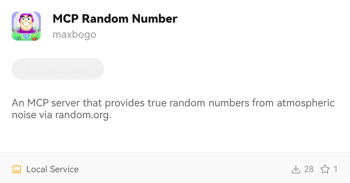 MCP Random Number | MCP Servers · LobeHub