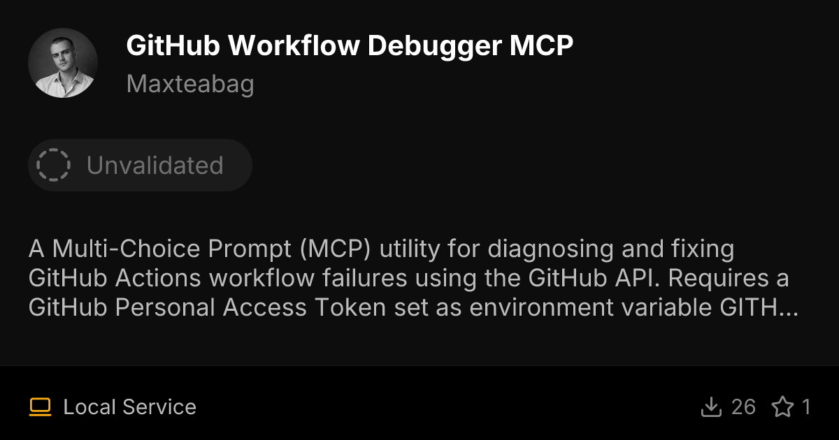 GitHub Workflow Debugger MCP | MCP S... · LobeHub