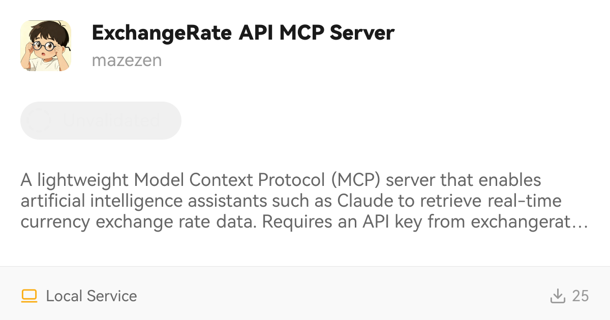 ExchangeRate API MCP Server | MCP Se... · LobeHub