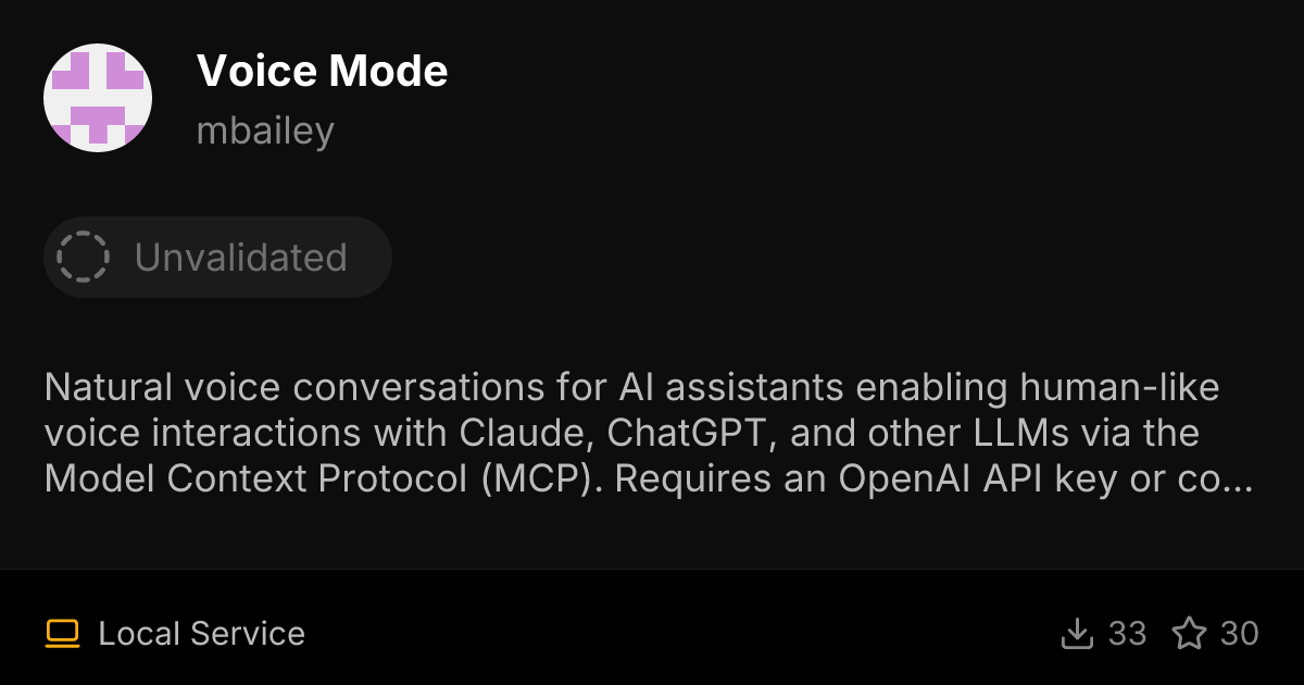 Voice Mode | MCP Servers · LobeHub