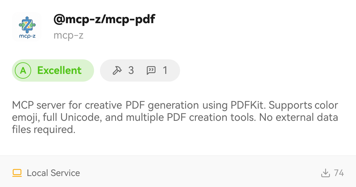 @mcp-z/mcp-pdf | MCP Servers · LobeHub