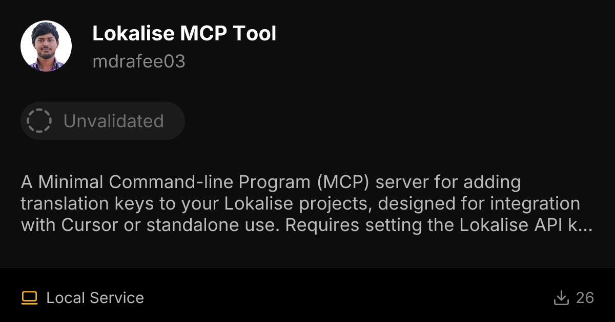 Lokalise MCP Tool | MCP Servers · LobeHub