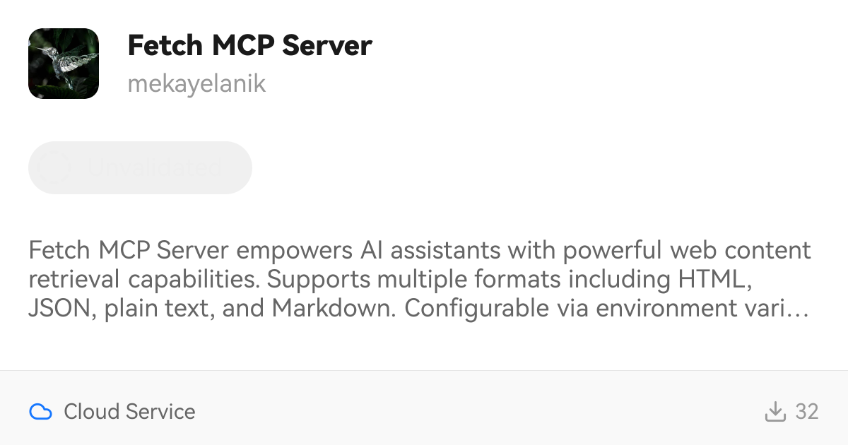 Fetch MCP Server | MCP Servers · LobeHub