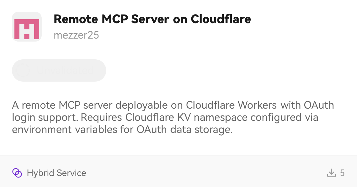 Remote MCP Server on Cloudflare | MC... · LobeHub