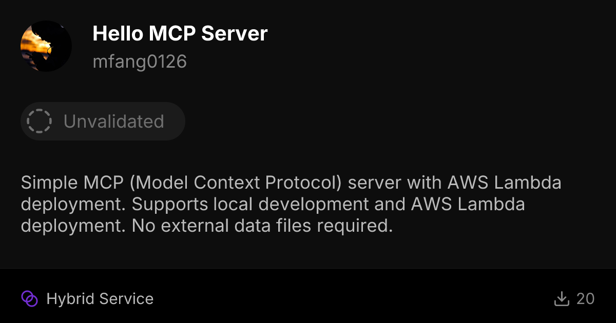 Hello MCP Server | MCP Servers · LobeHub