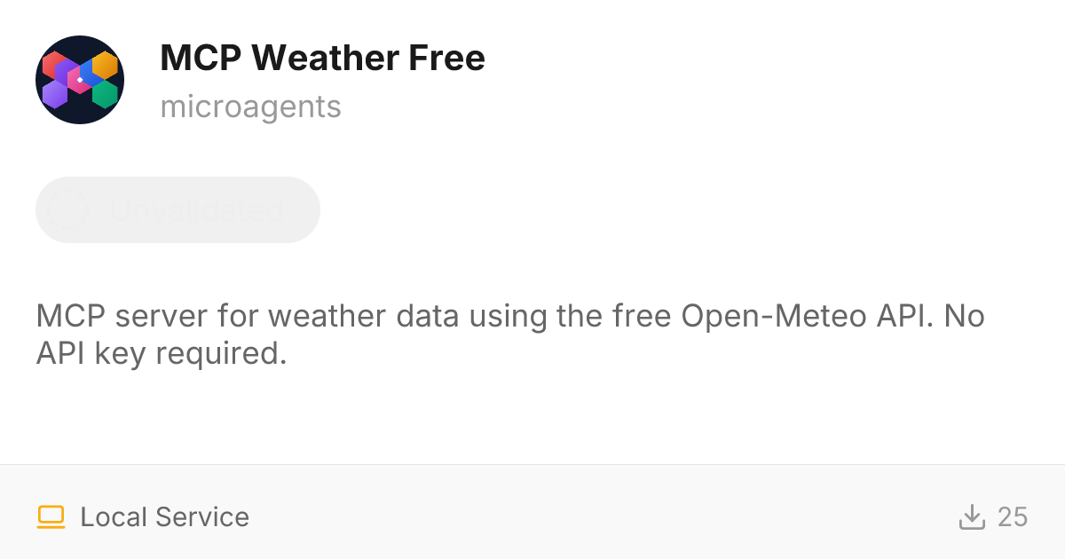 MCP Weather Free | MCP Servers · LobeHub