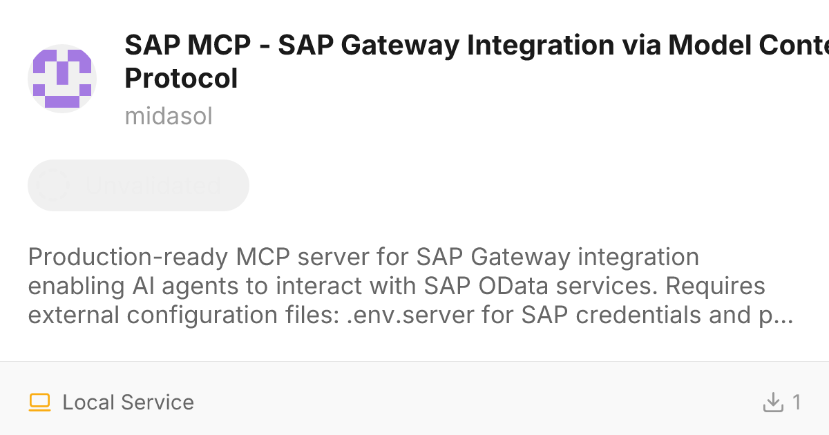 SAP MCP - SAP Gateway Integration vi... · LobeHub