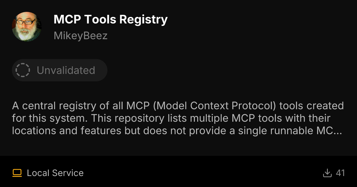 Registro de Herramientas MCP | MCP S... · LobeHub