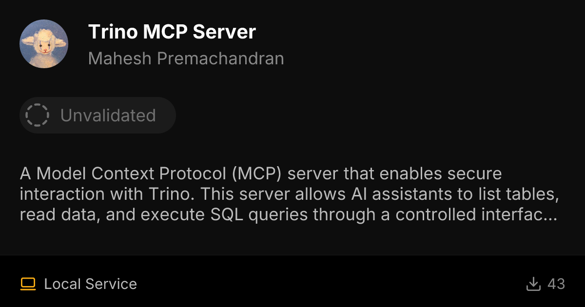 Trino MCP Server | MCP Servers · LobeHub