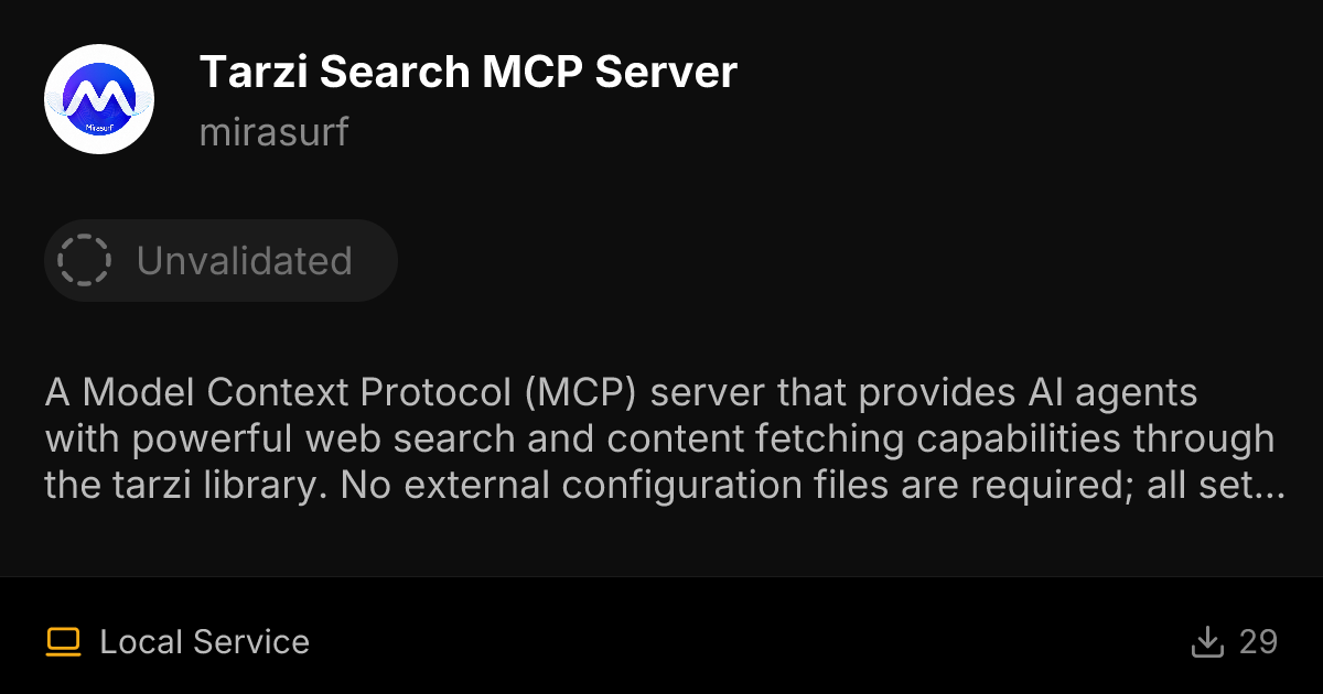 Tarzi Search MCP Server | MCP Servers · LobeHub