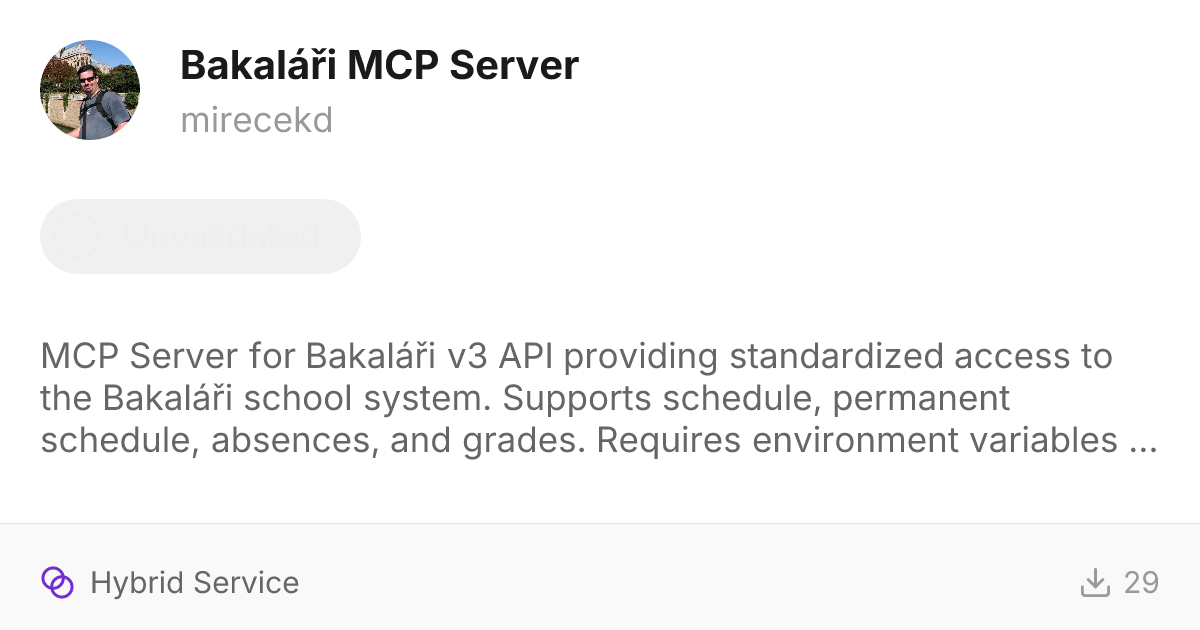 Bakaláři MCP Server | MCP Servers · LobeHub