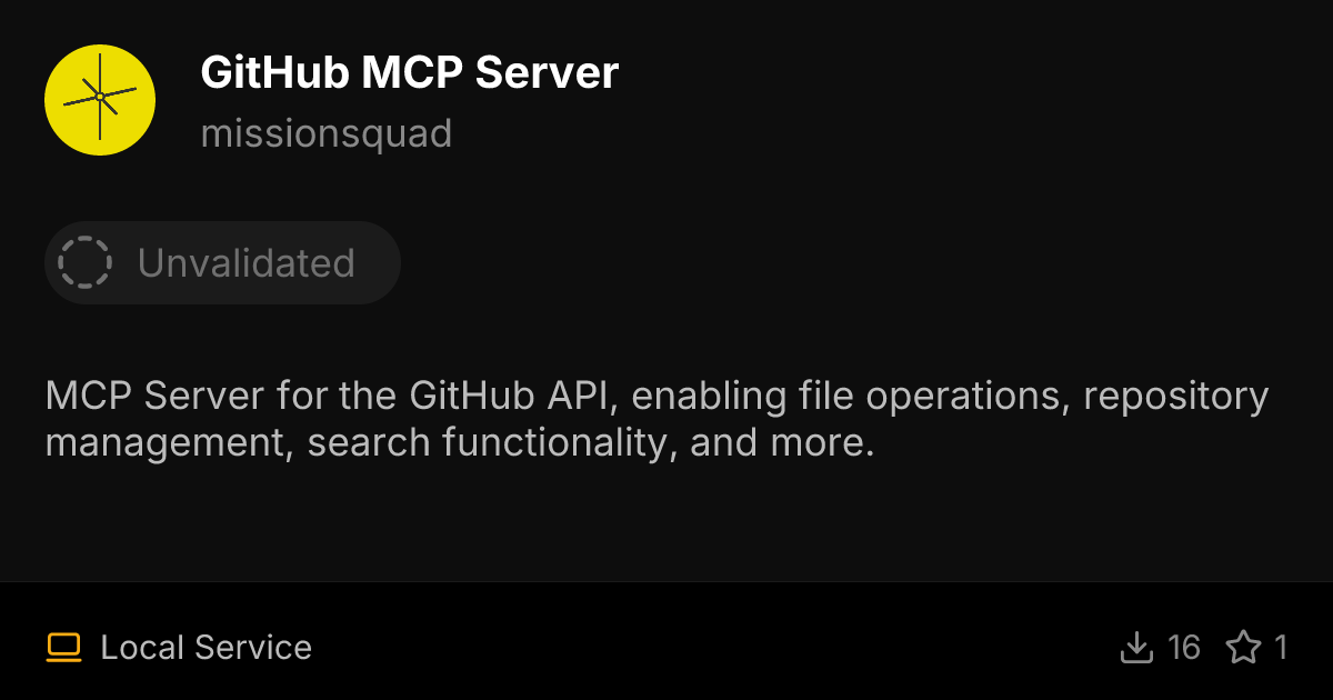 GitHub MCP Server | MCP Servers · LobeHub