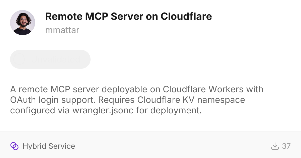 Remote MCP Server on Cloudflare | MC... · LobeHub
