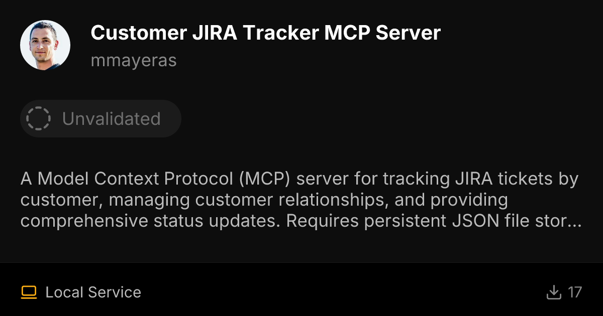 Customer JIRA Tracker MCP Server | M... · LobeHub