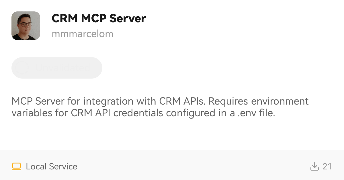 CRM MCP服务器 | MCP Servers · LobeHub