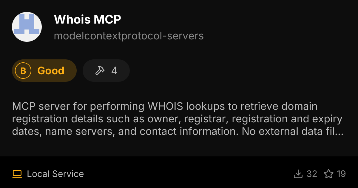 Whois MCP | MCP Servers · LobeHub