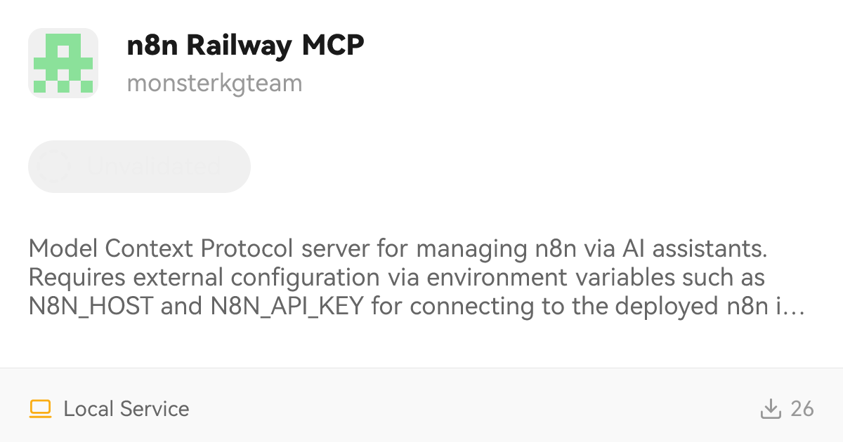 n8n Railway MCP | MCP Servers · LobeHub