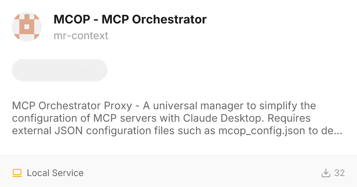 MCOP - MCP Orchestrator | MCP Servers · LobeHub