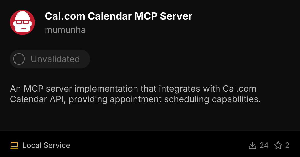 Cal.com Calendar MCP 服务器 | MCP Servers · LobeHub
