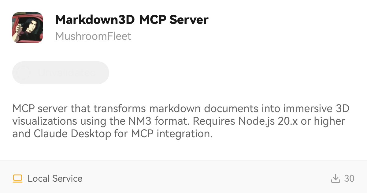 Markdown3D MCP Server | MCP Servers · LobeHub