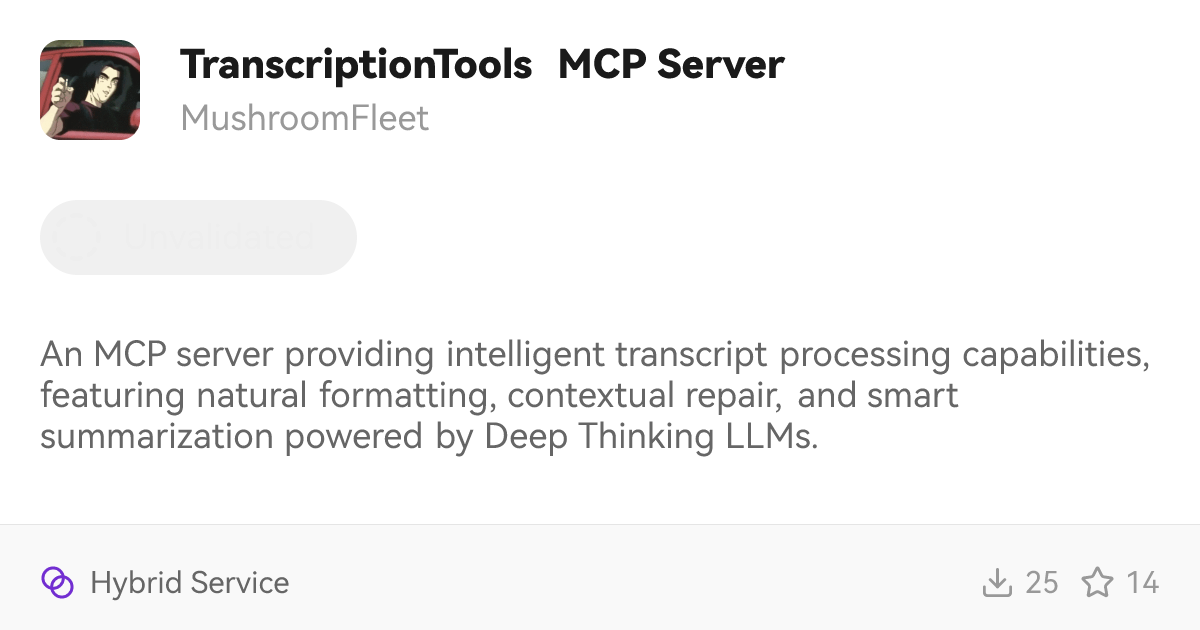 TranscriptionTools MCP Server | MCP ... · LobeHub