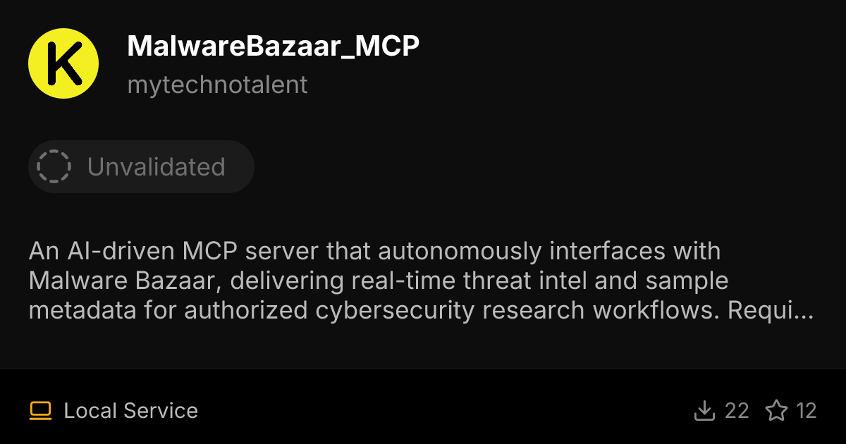 MalwareBazaar_MCP | MCP Servers · LobeHub