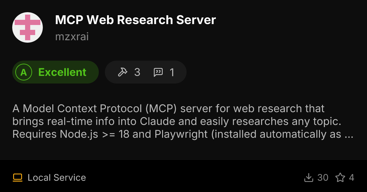 MCP Web Research Server | MCP Servers · LobeHub
