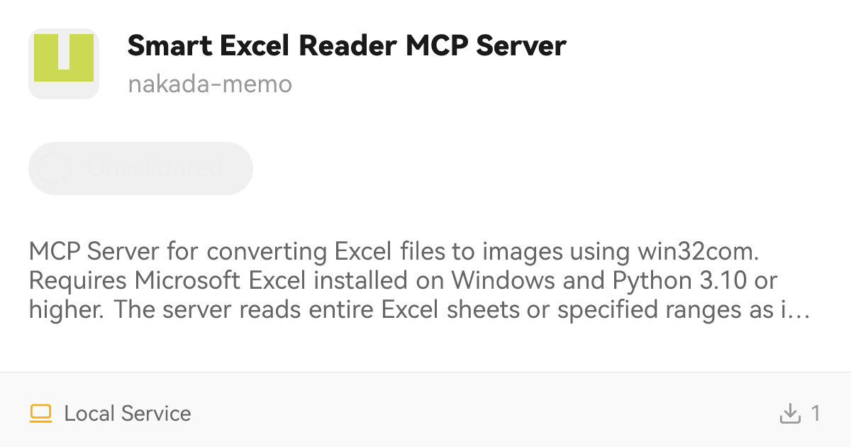 Smart Excel Reader MCP Server | MCP ... · LobeHub