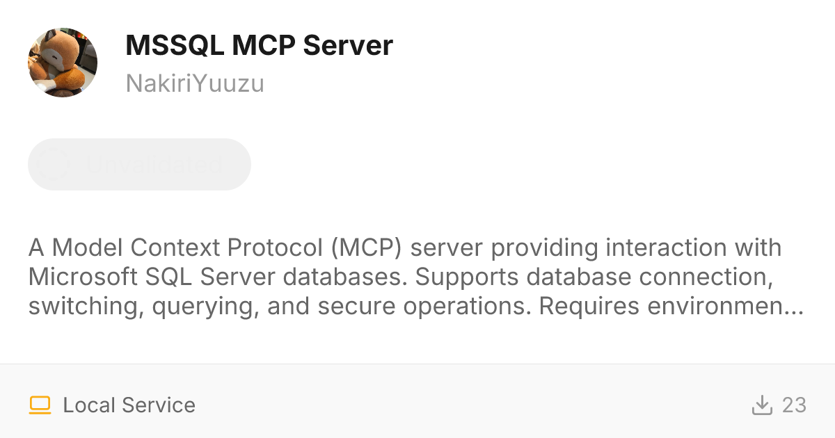 MSSQL MCP Server | MCP Servers · LobeHub