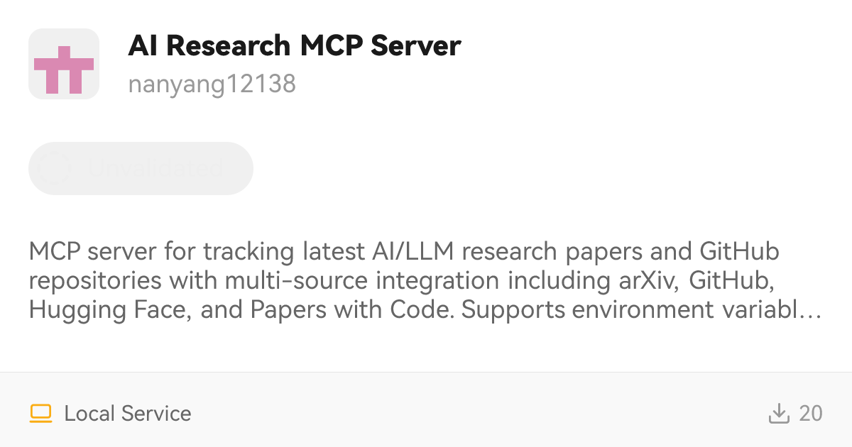 AI Research MCP Server | MCP Servers · LobeHub