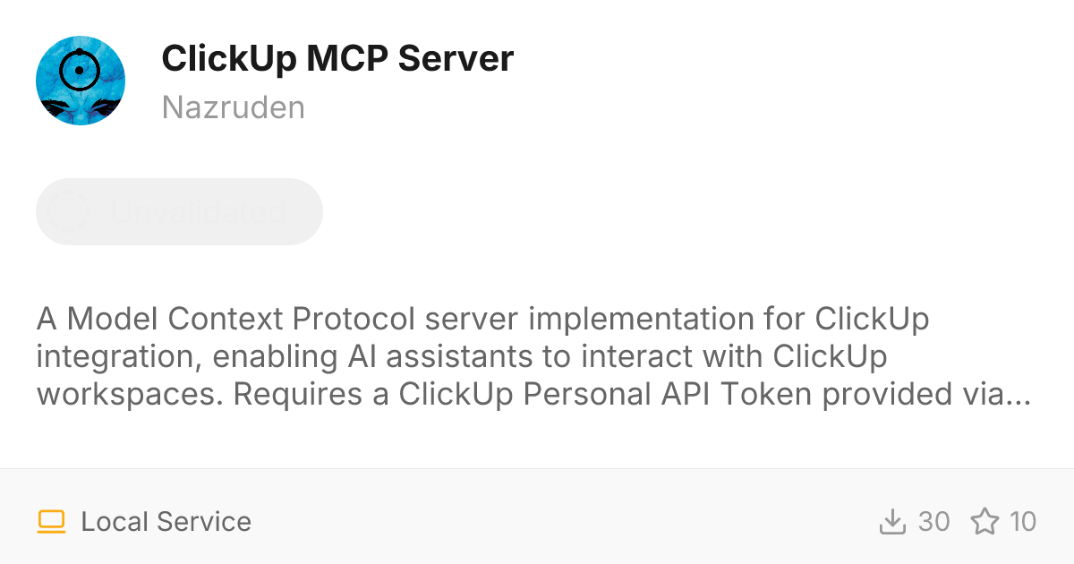 ClickUp MCP Server | MCP Servers · LobeHub