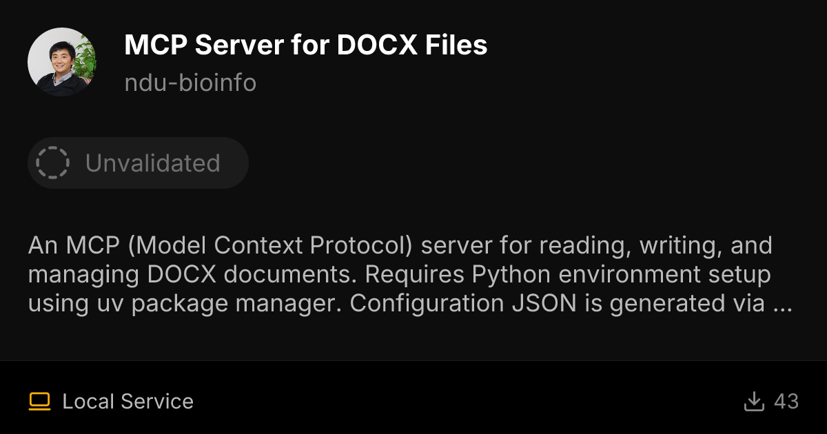 MCP Server for DOCX Files | MCP Servers · LobeHub