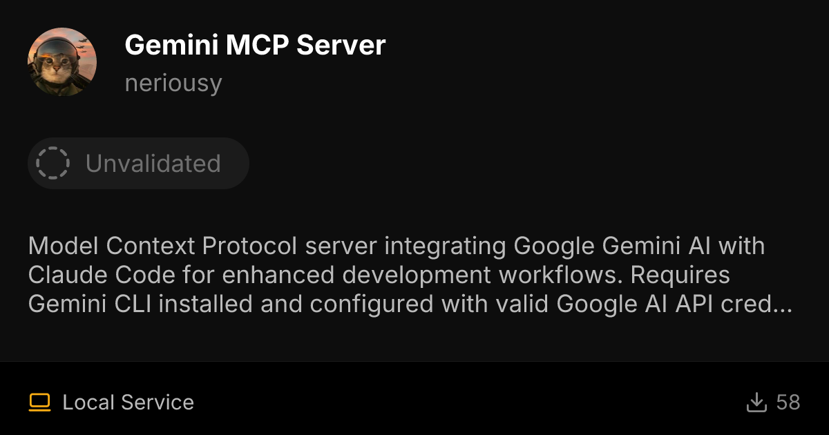Gemini MCP Server | MCP Servers · LobeHub