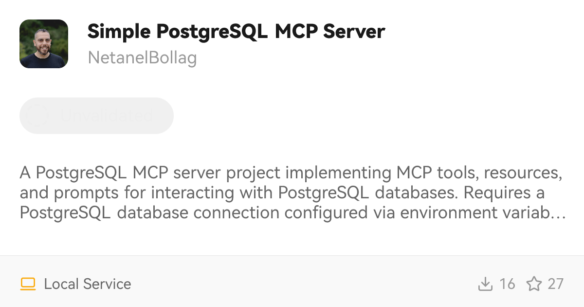 Simple PostgreSQL MCP Server | MCP S... · LobeHub