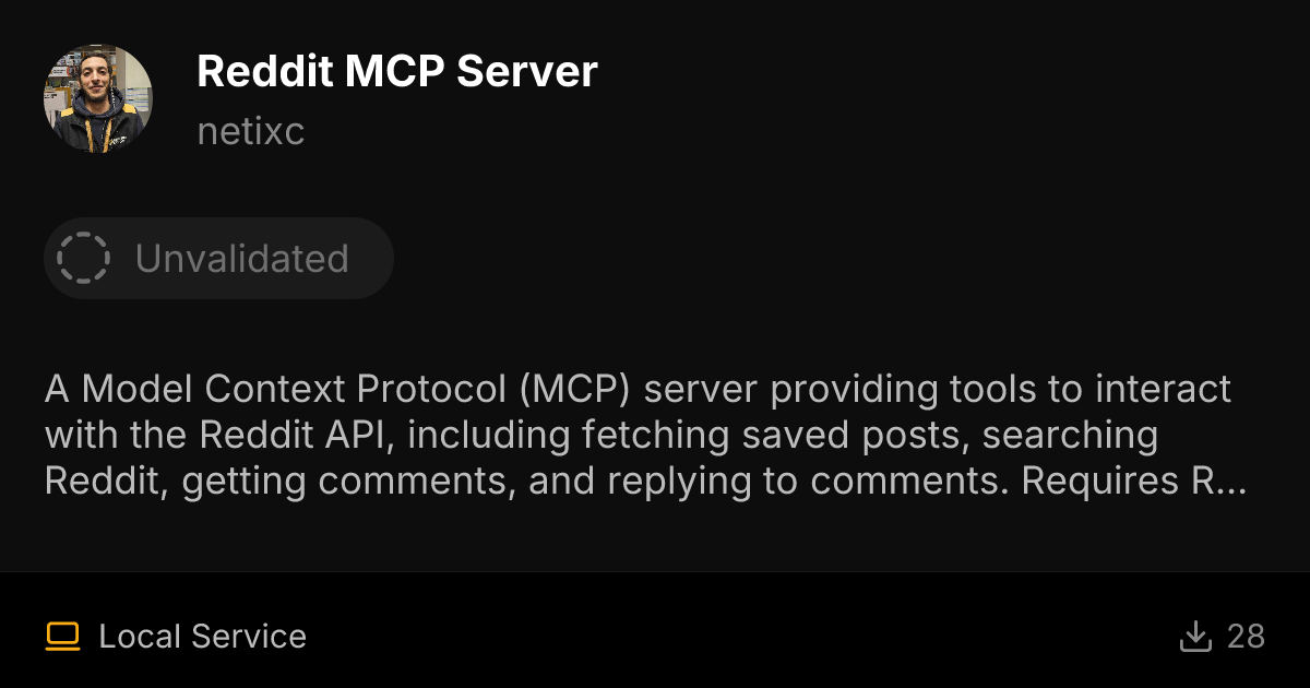 Reddit MCP Server | MCP Servers · LobeHub