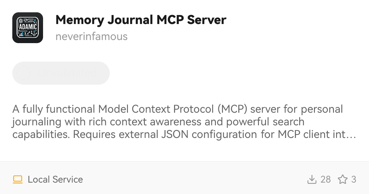 Memory Journal MCP Server | MCP Servers · LobeHub