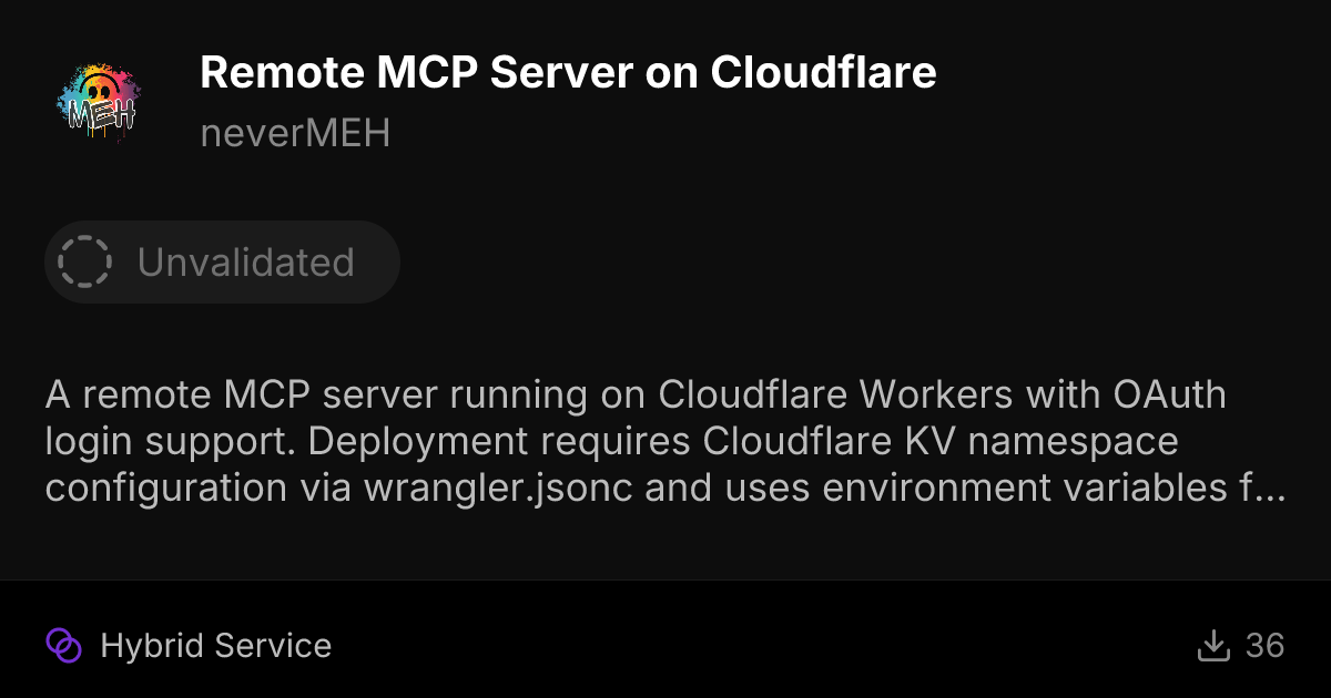 Remote MCP Server on Cloudflare | MC... · LobeHub
