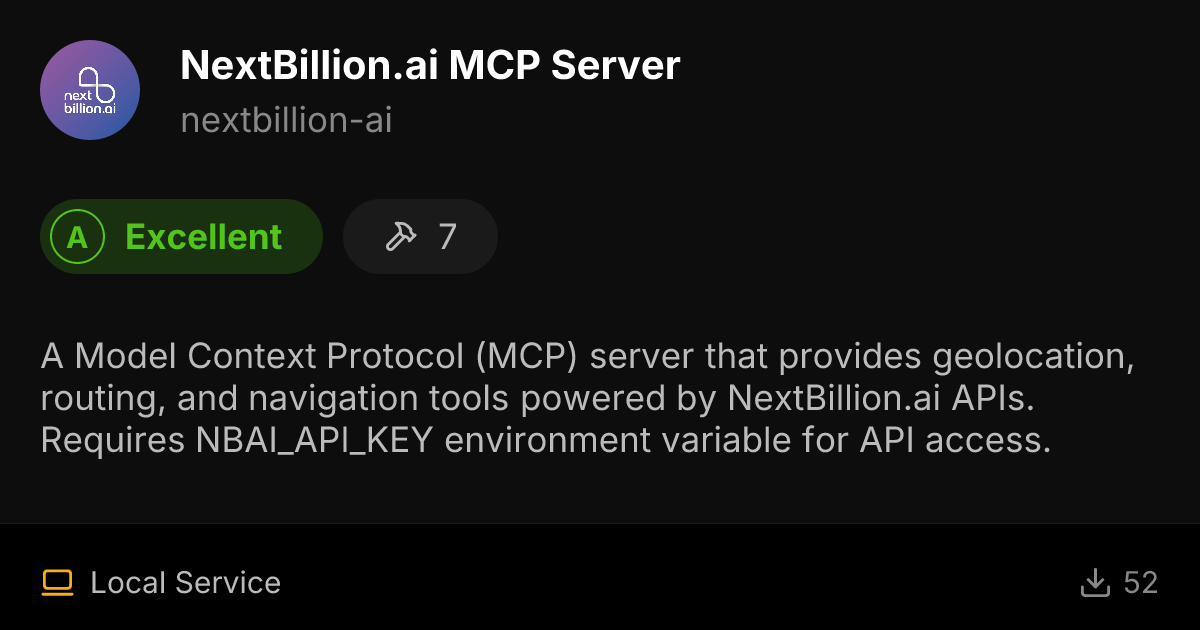 NextBillion.ai MCP Server | MCP Servers · LobeHub