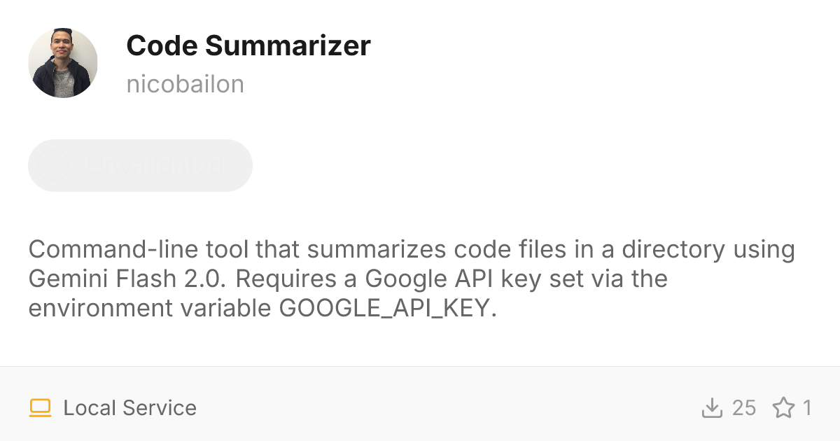 Code Summarizer | MCP Servers · LobeHub