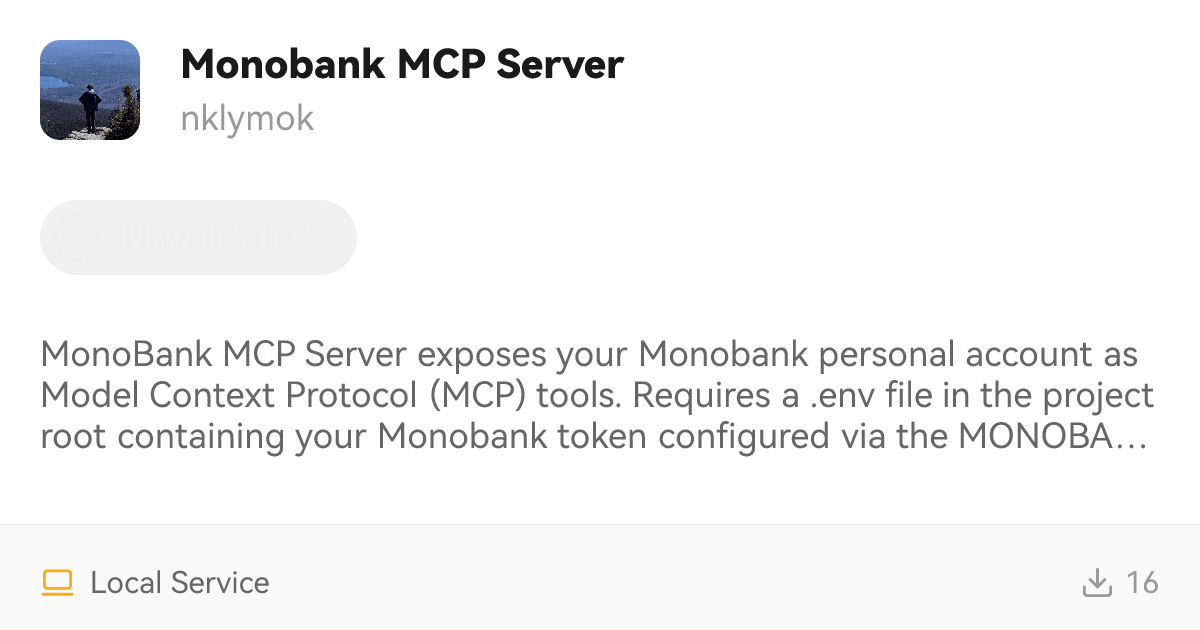 Monobank MCP Server | MCP Servers · LobeHub
