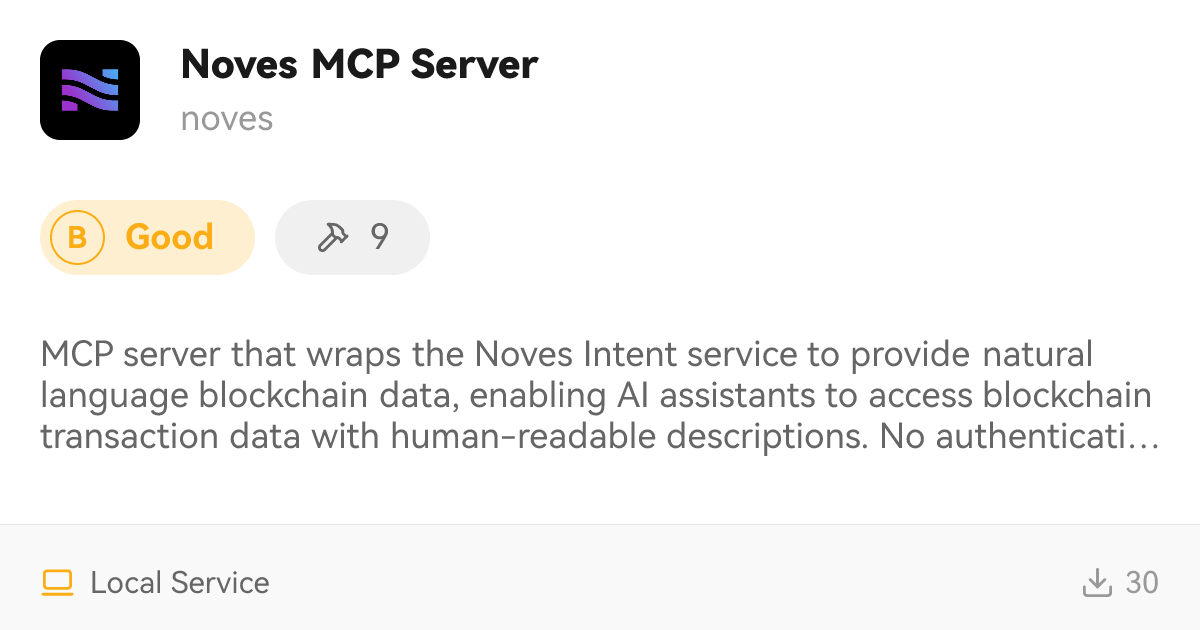 Noves MCP 服务器 | MCP Servers · LobeHub